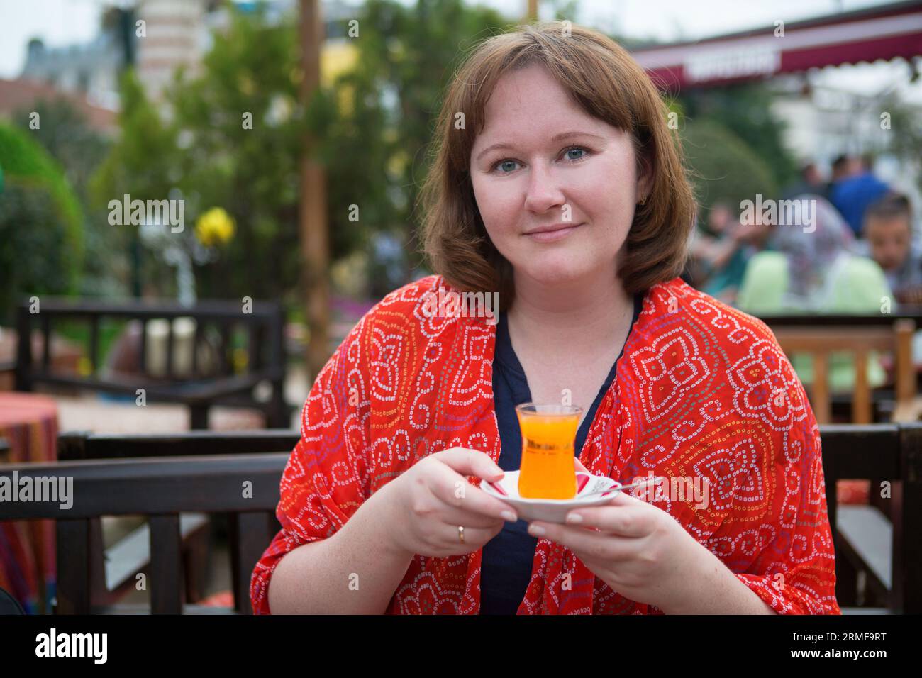 Woman drinking turkish tea hi-res stock photography and images - Alamy