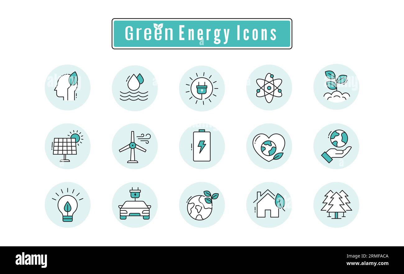 Green Energy Icons: Renewable, Sustainable, and Eco-Friendly Stock ...