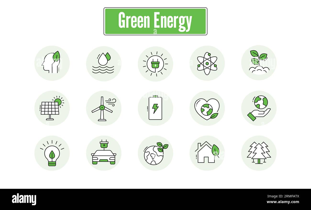 Green Energy Icons: Renewable, Sustainable, and Eco-Friendly Stock ...