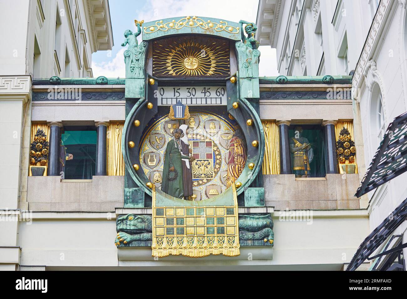 Ankeruhr (Anker clock), famous astronomical clock in Vienna, Austria ...