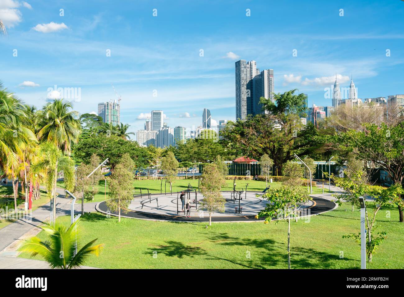 Taman Tasik Titiwangsa park and city view in Kuala Lumpur, Malaysia ...