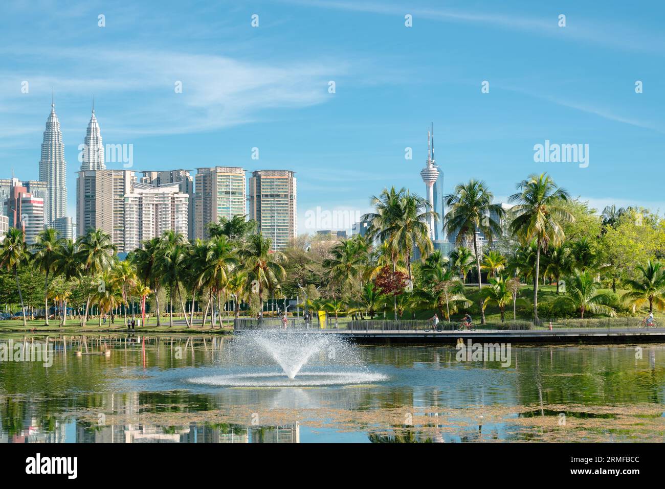 Taman Tasik Titiwangsa park and city view in Kuala Lumpur, Malaysia ...