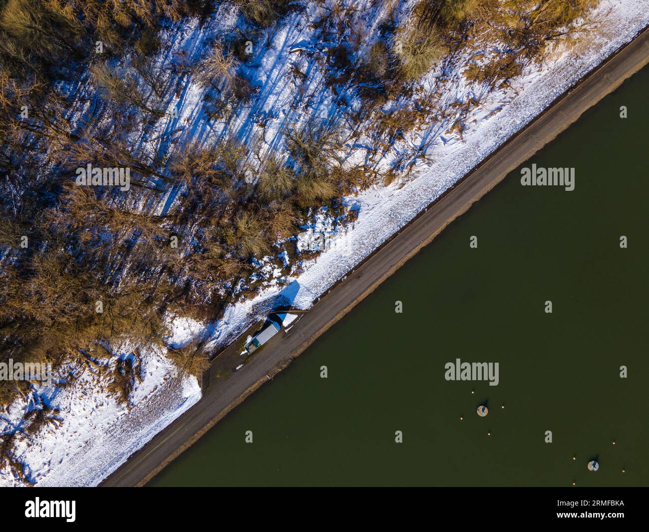 A scenic aerial winter landscape featuring the highway 14 road ...