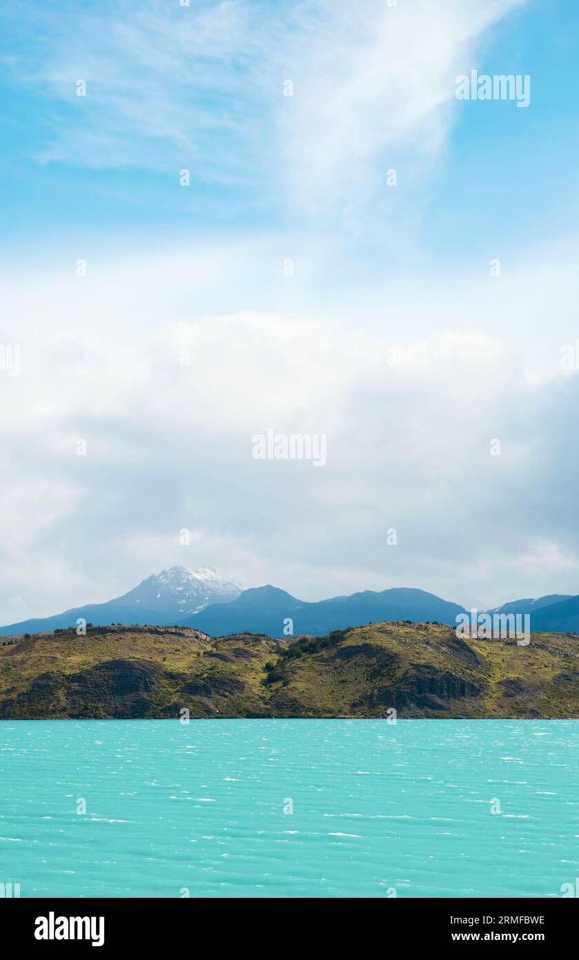 Scenic view of Pehoe lake in Torres del Paine national park, Chile ...