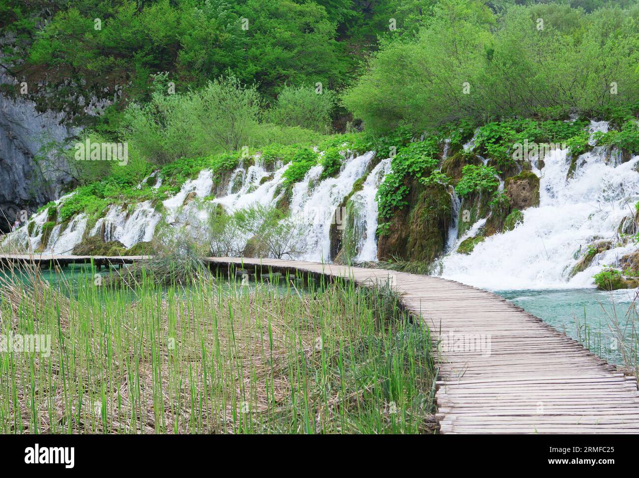 Cascades near the tourist path in Plitvice lakes national park Stock ...