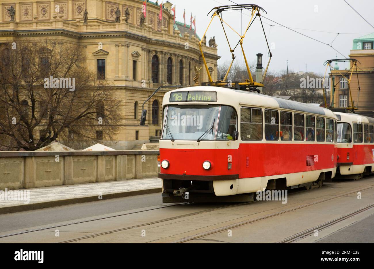 Famous red tram in Prague, Czech Republic Stock Photo - Alamy