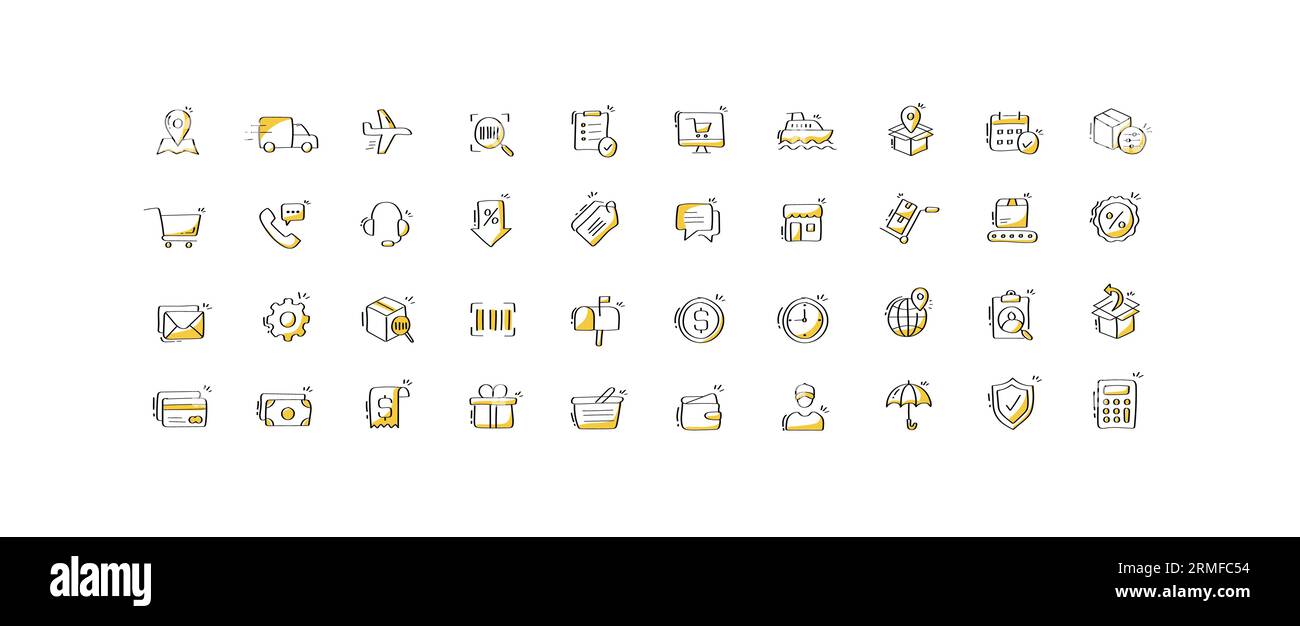 Delivery and logistics Icons. Vector Editable Stroke and Colors Stock ...