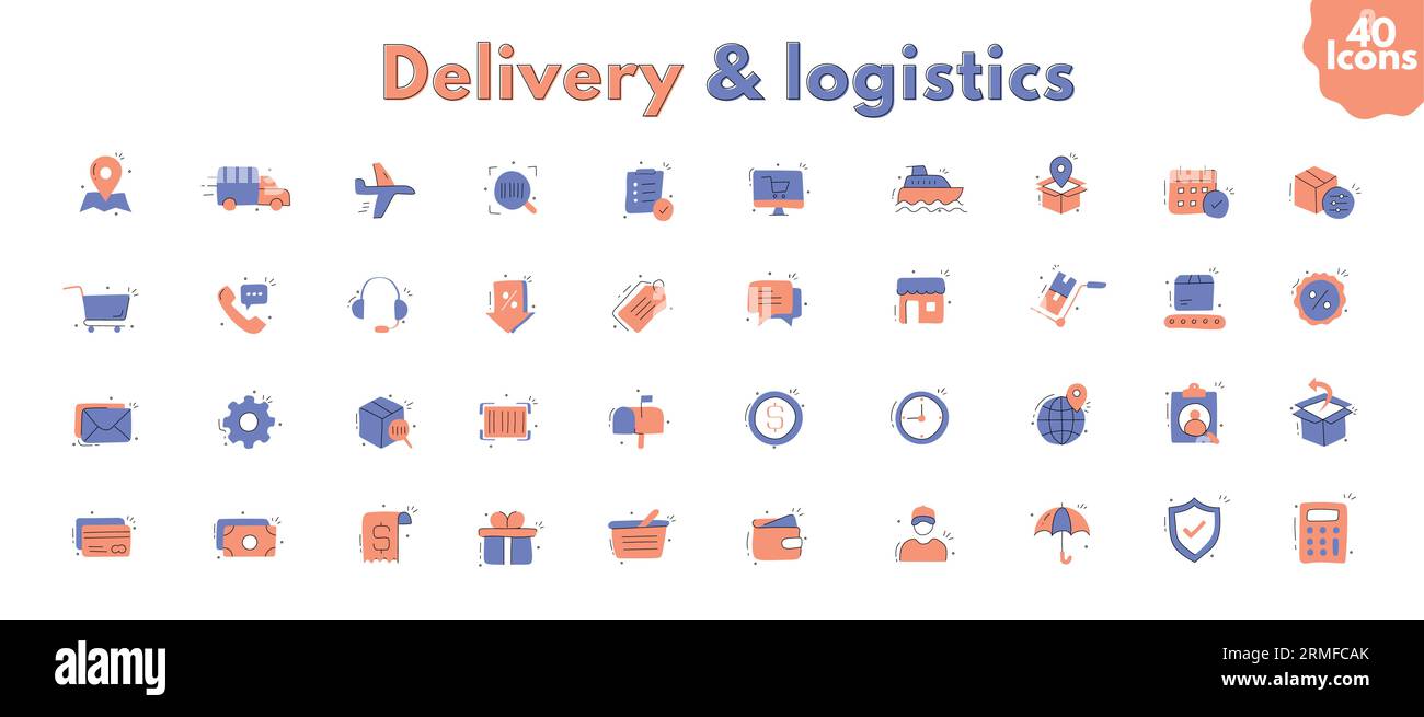 Set of 40 Delivery and logistics web icons Stock Vector Image & Art - Alamy