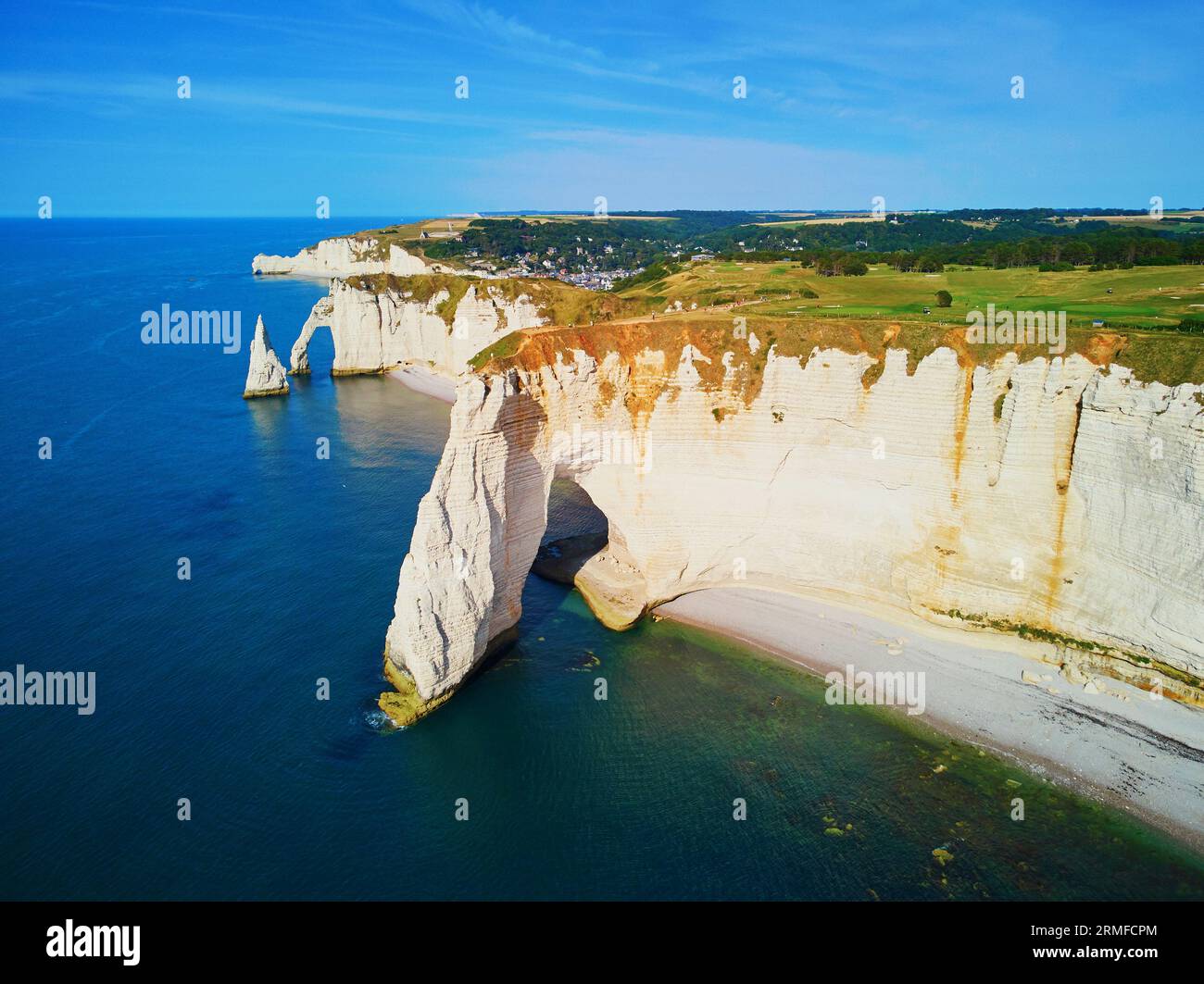 Picturesque panoramic landscape of white chalk cliffs and natural ...