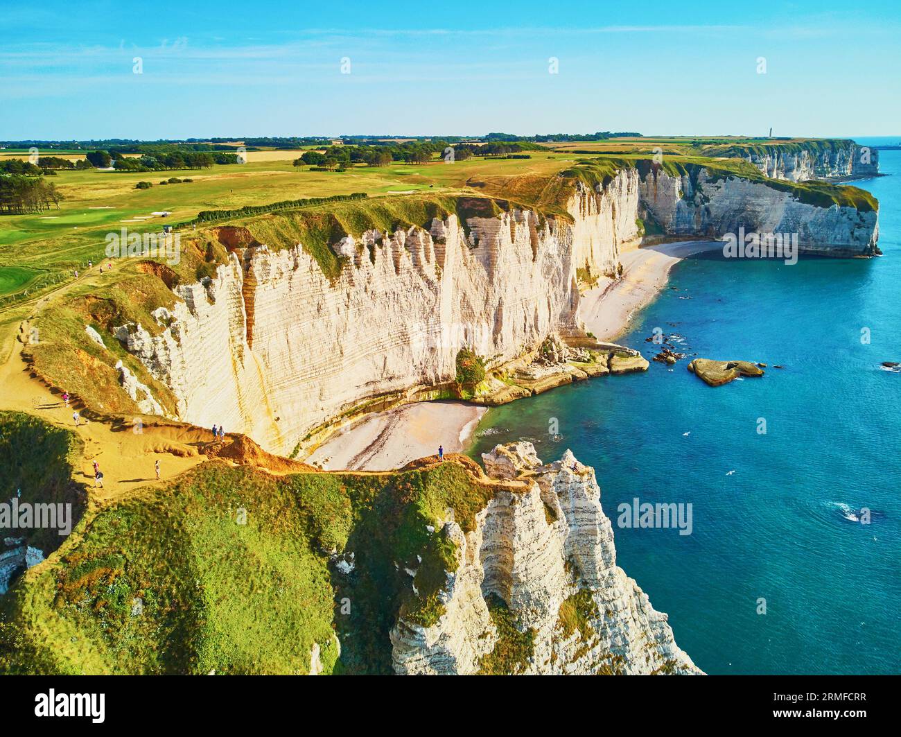 Picturesque panoramic landscape of white chalk cliffs and natural ...