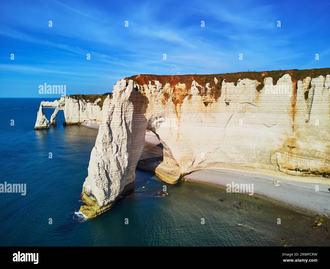 Picturesque panoramic landscape of white chalk cliffs and natural ...