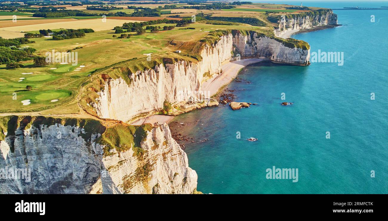 Picturesque panoramic landscape of white chalk cliffs and natural ...