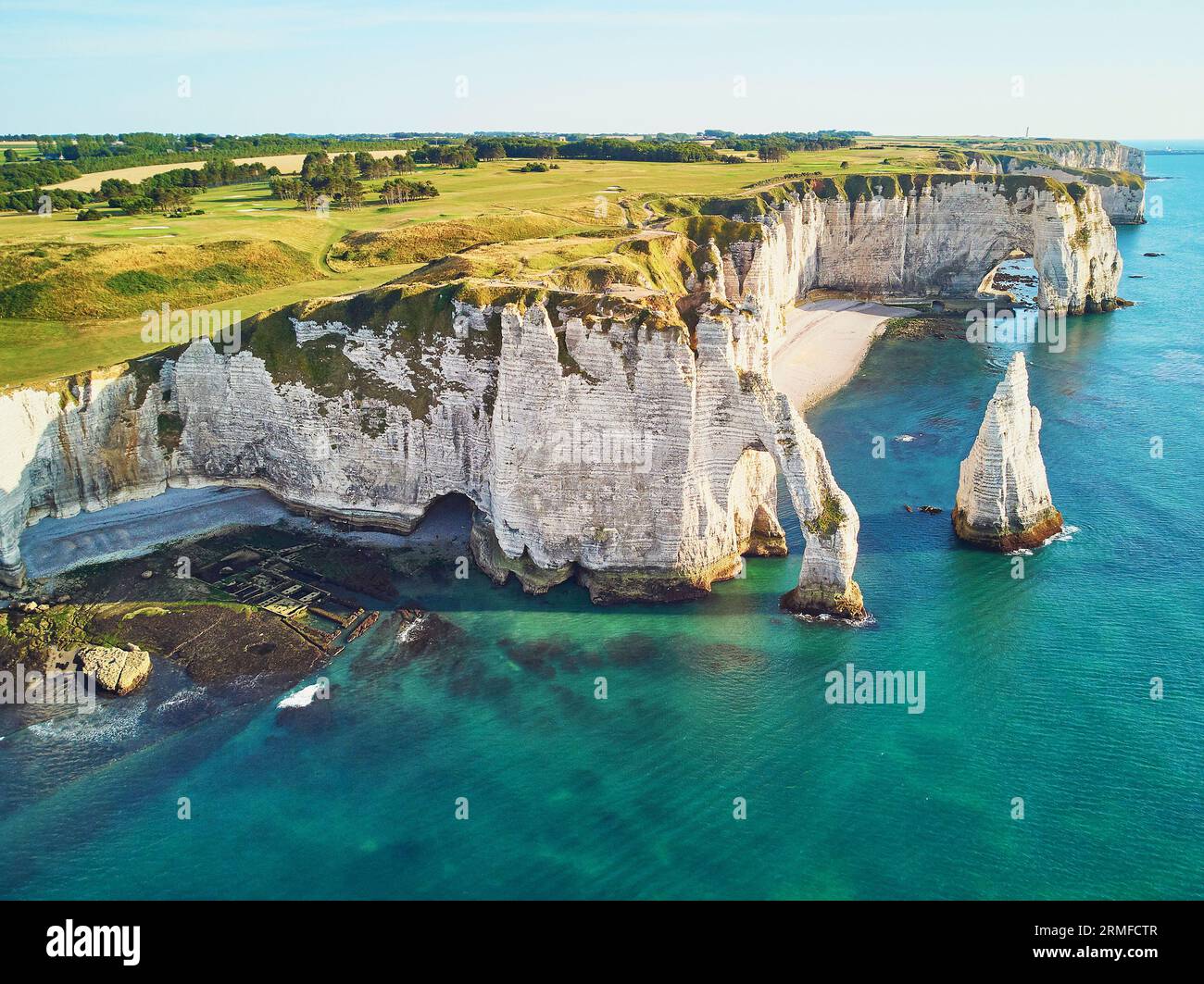 Picturesque panoramic landscape of white chalk cliffs and natural ...
