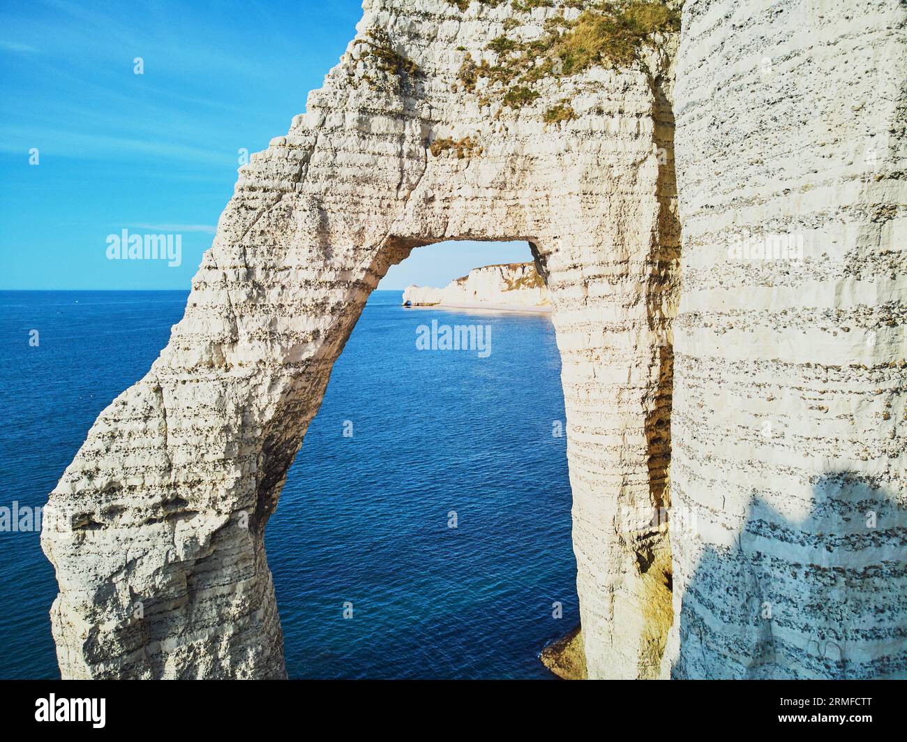 Picturesque panoramic landscape of white chalk cliffs and natural ...