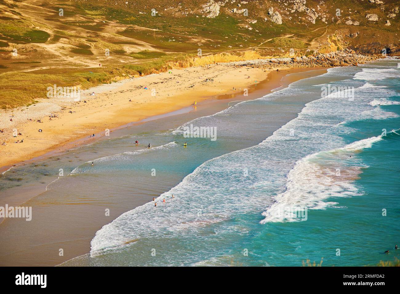 Atlantic ocean shore line in France. Beautiful sea coast with sand ...