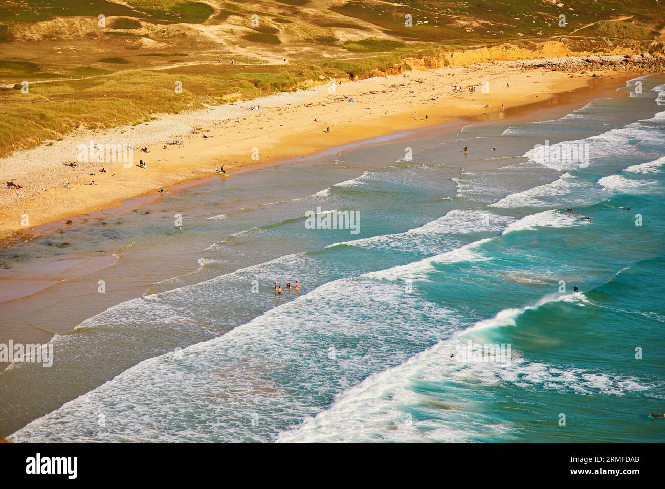 Atlantic ocean shore line in France. Beautiful sea coast with sand ...