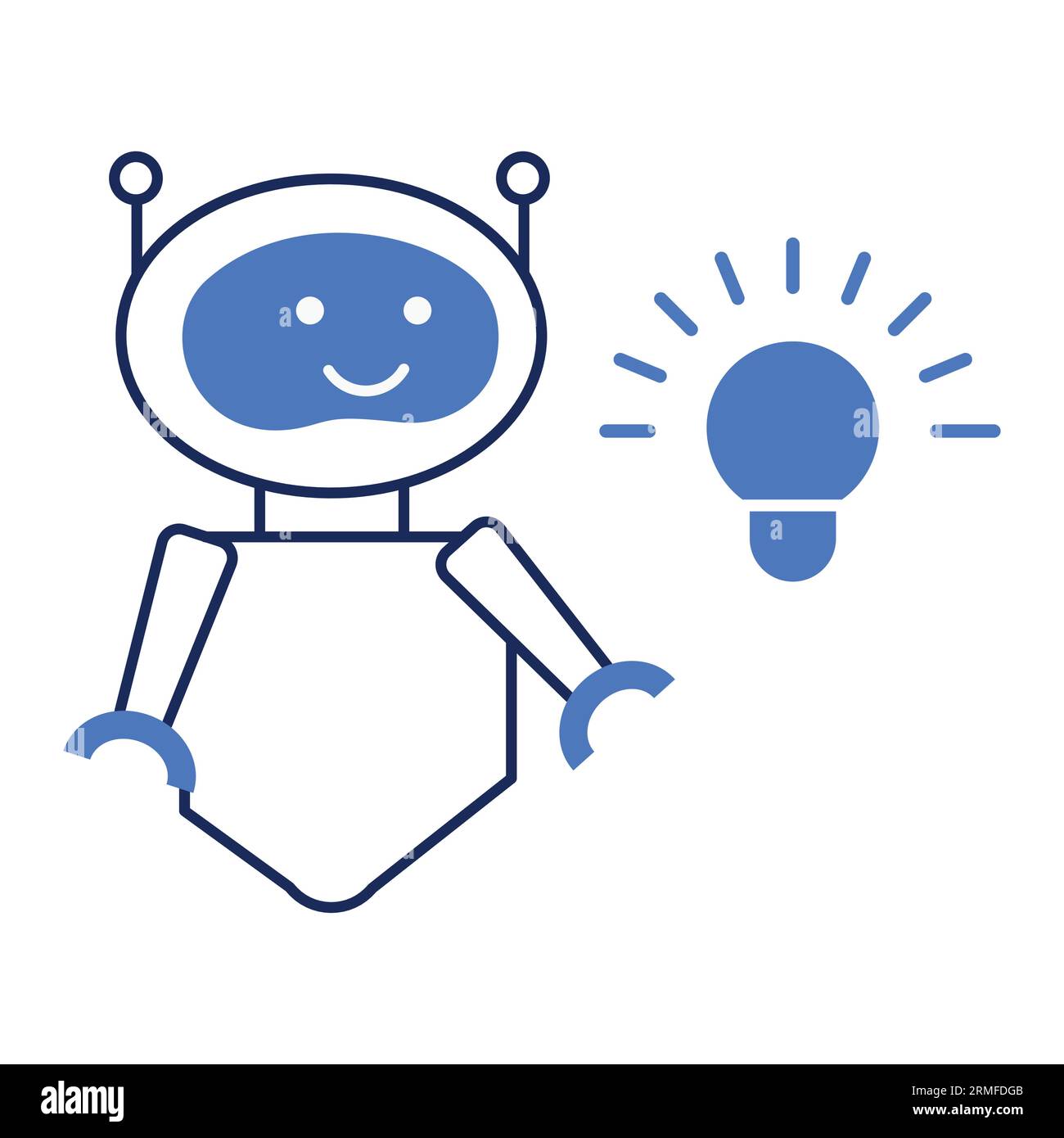 Robot with Bulb Icon: A Symbol of Creativity and Innovation Stock ...