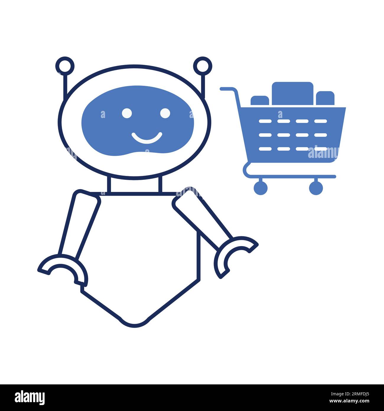 Shopping trolley with robot icon Stock Vector Images - Alamy