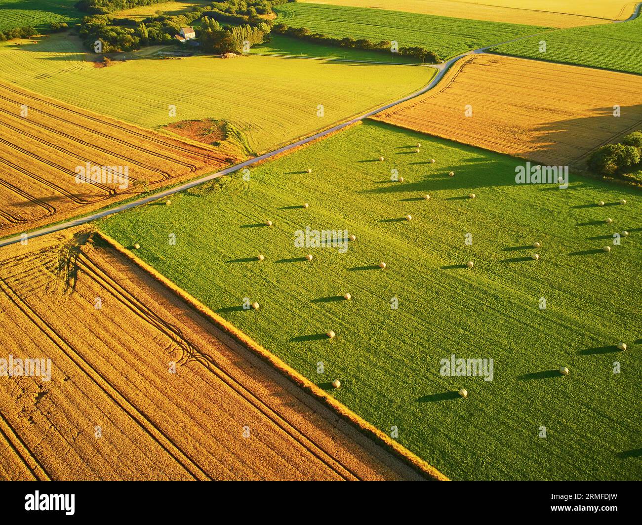 Aerial view of pastures and farmlands in Brittany, France. Beautiful ...