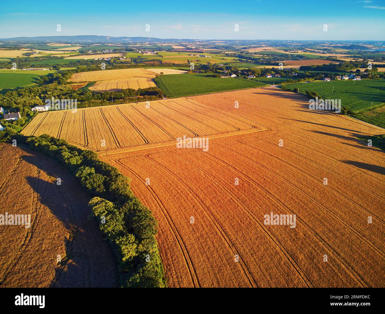 Aerial view of pastures and farmlands in Brittany, France. Beautiful ...