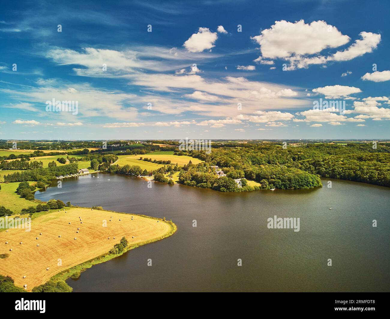 Aerial view of pastures and farmlands in Brittany, France. Beautiful ...