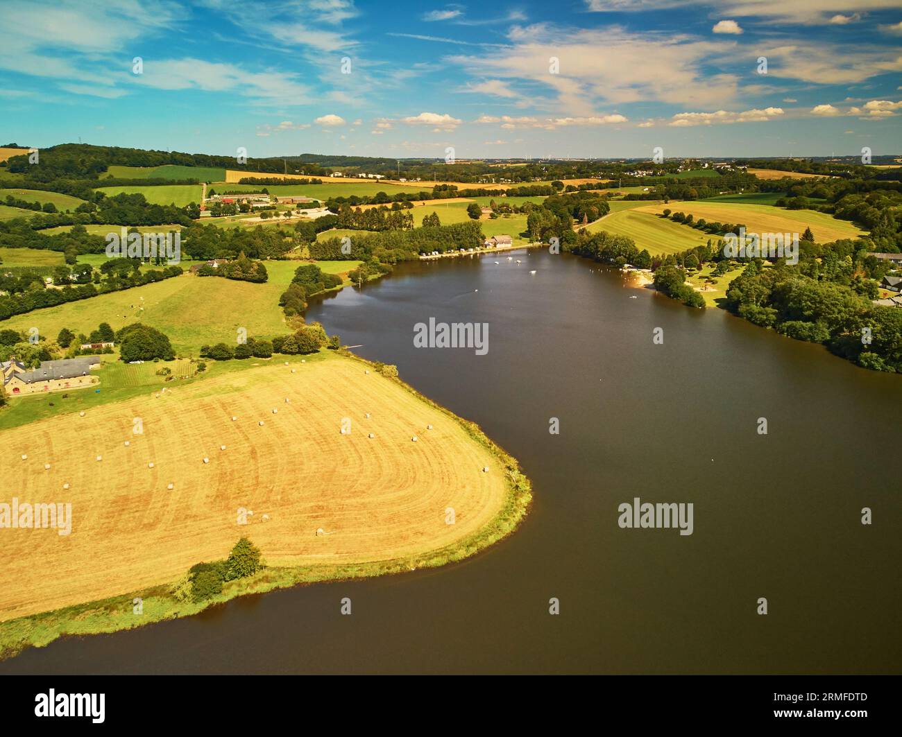 Aerial view of pastures and farmlands in Brittany, France. Beautiful ...