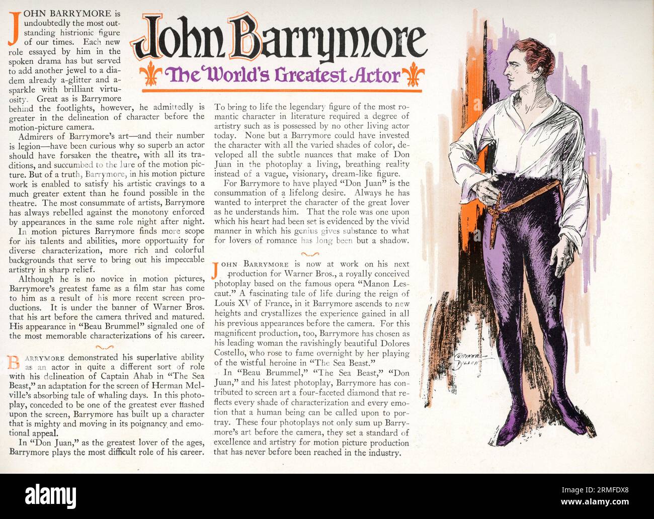 JOHN BARRYMORE as DON JUAN 1926 director ALAN CROSLAND screenplay Bess ...