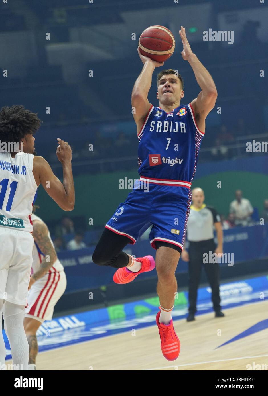 Manila, Philippines. 28th Aug, 2023. Bogdan Bogdanovic (R) of Serbia ...