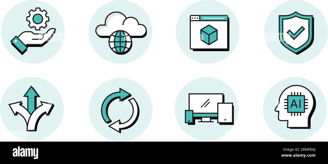 Cloud Computing Icons. Cloud-based Software symbols. Cloud Computing Services Icons. Vector ...