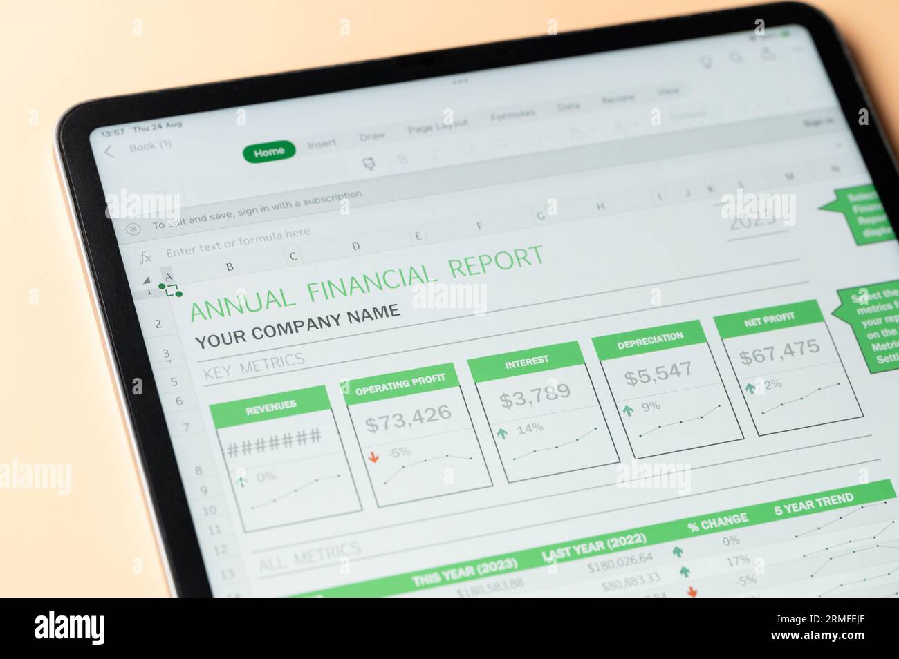 New York, USA - August 24, 2023: Creating Annual Financial report in ...