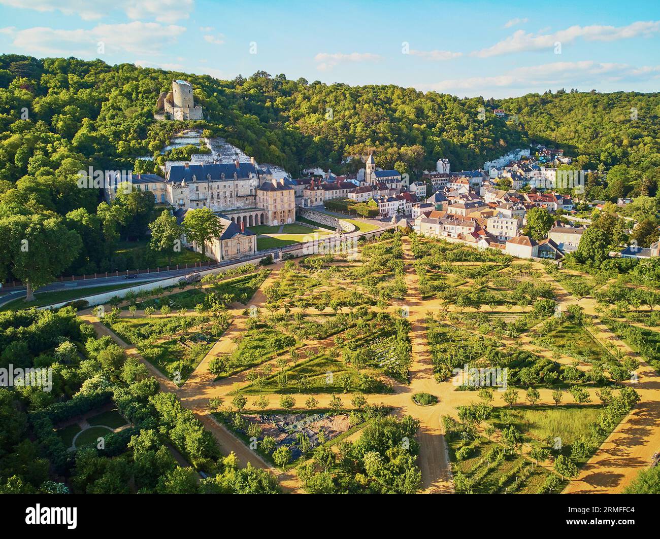 Scenic aerial view of La Roche-Guyon, one of the most beautiful ...