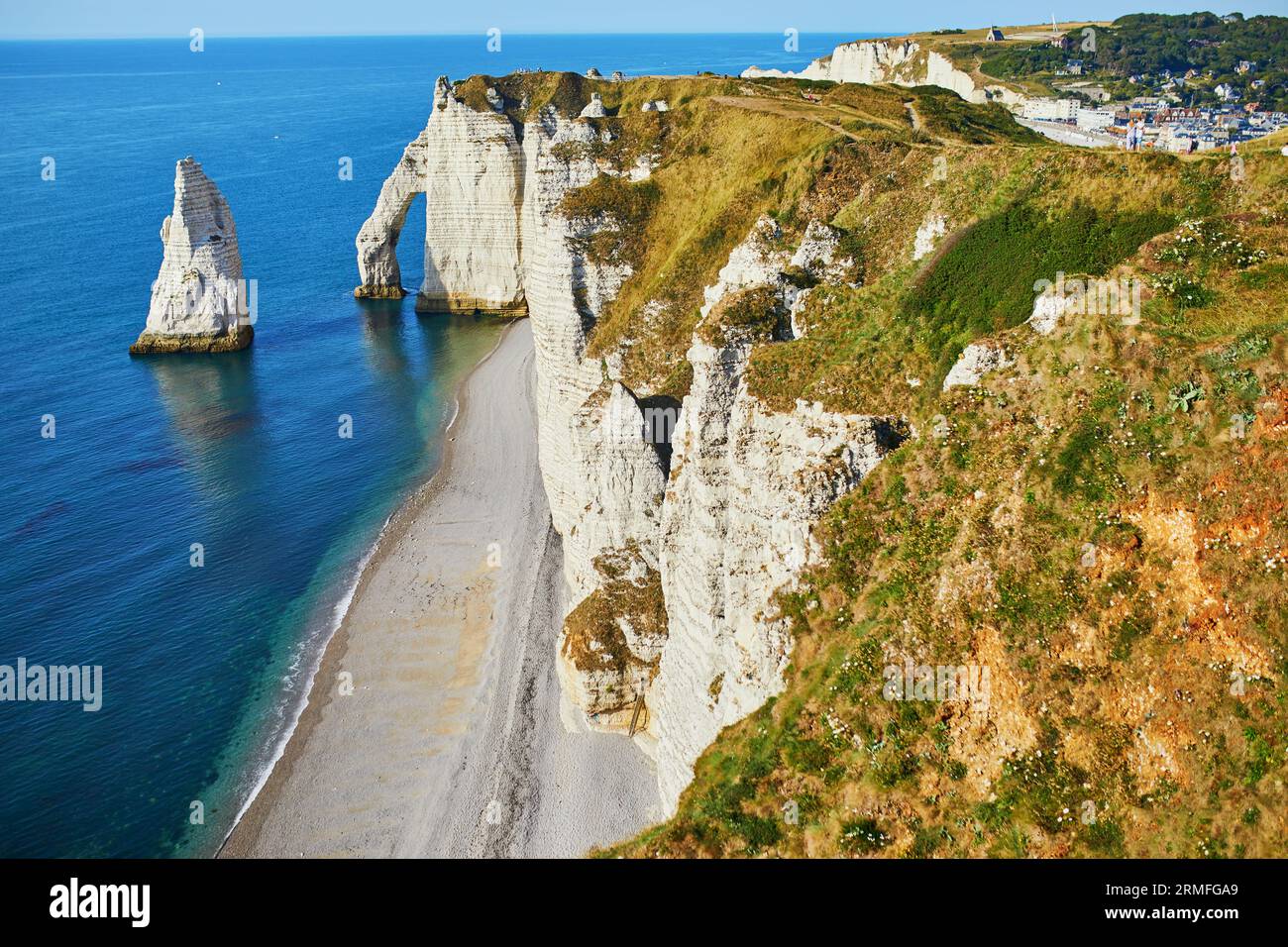 Picturesque panoramic landscape of white chalk cliffs and natural ...