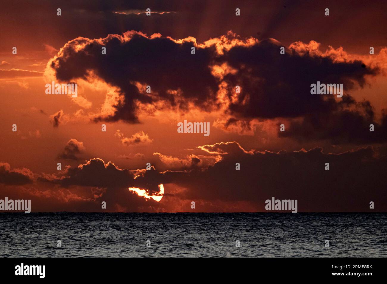 Surf and Waves of LA reunion Island Indian Ocean at sunset Stock Photo ...