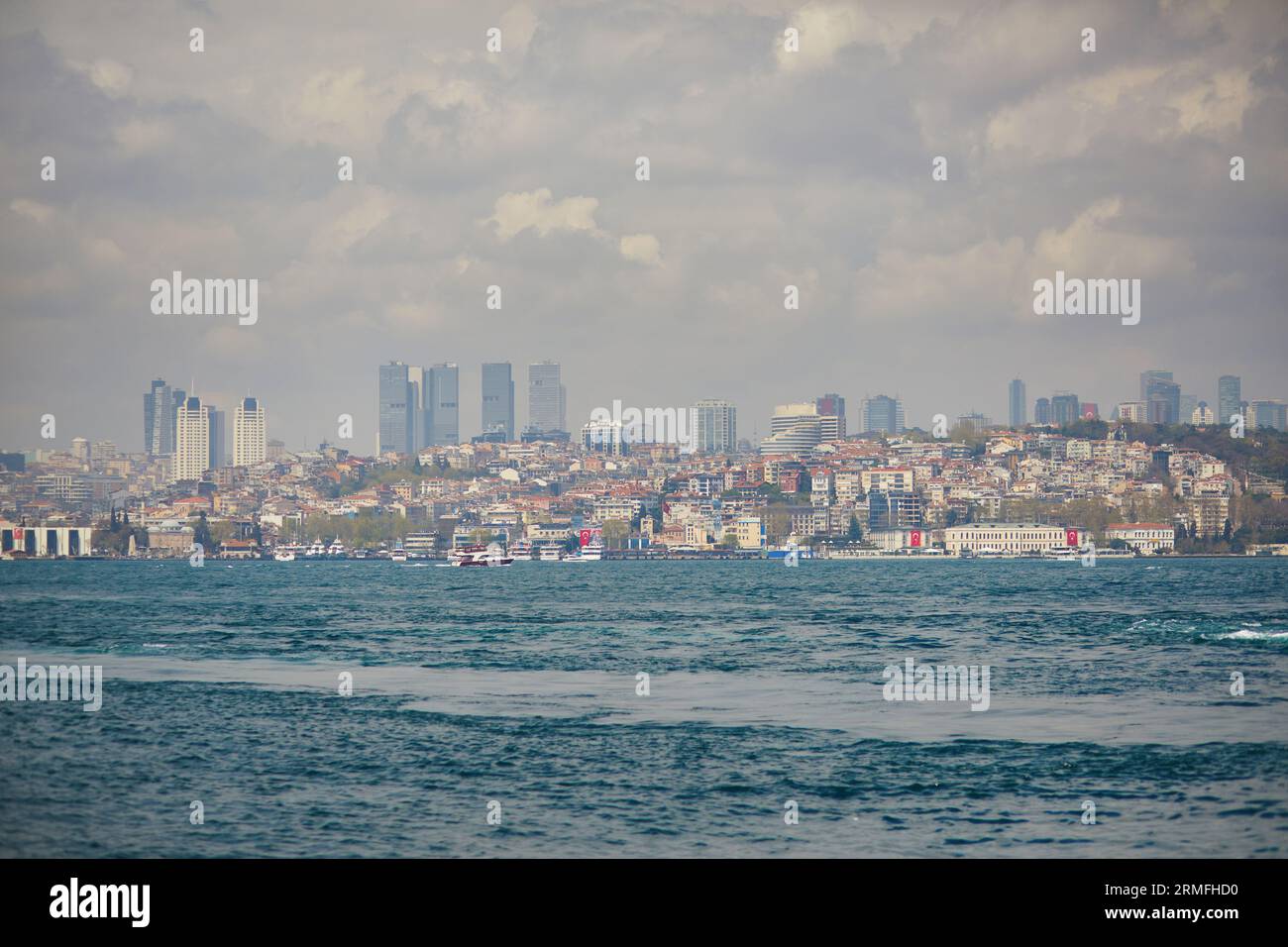 Scenic view to Europen side of the city across the Bosphorus strait in ...