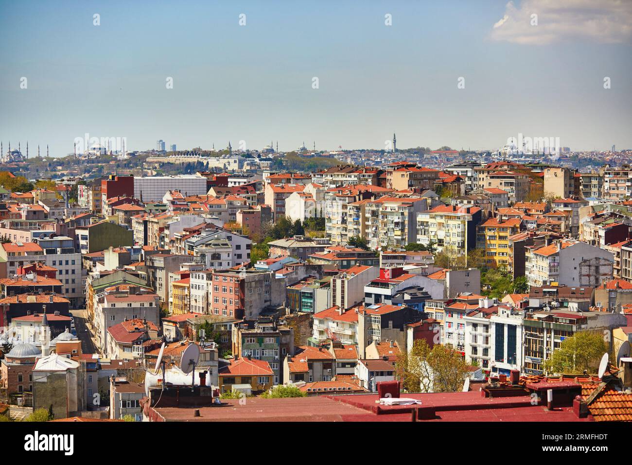 Scenic view of Uskudar district on the Asian side of Istanbul, Turkey ...