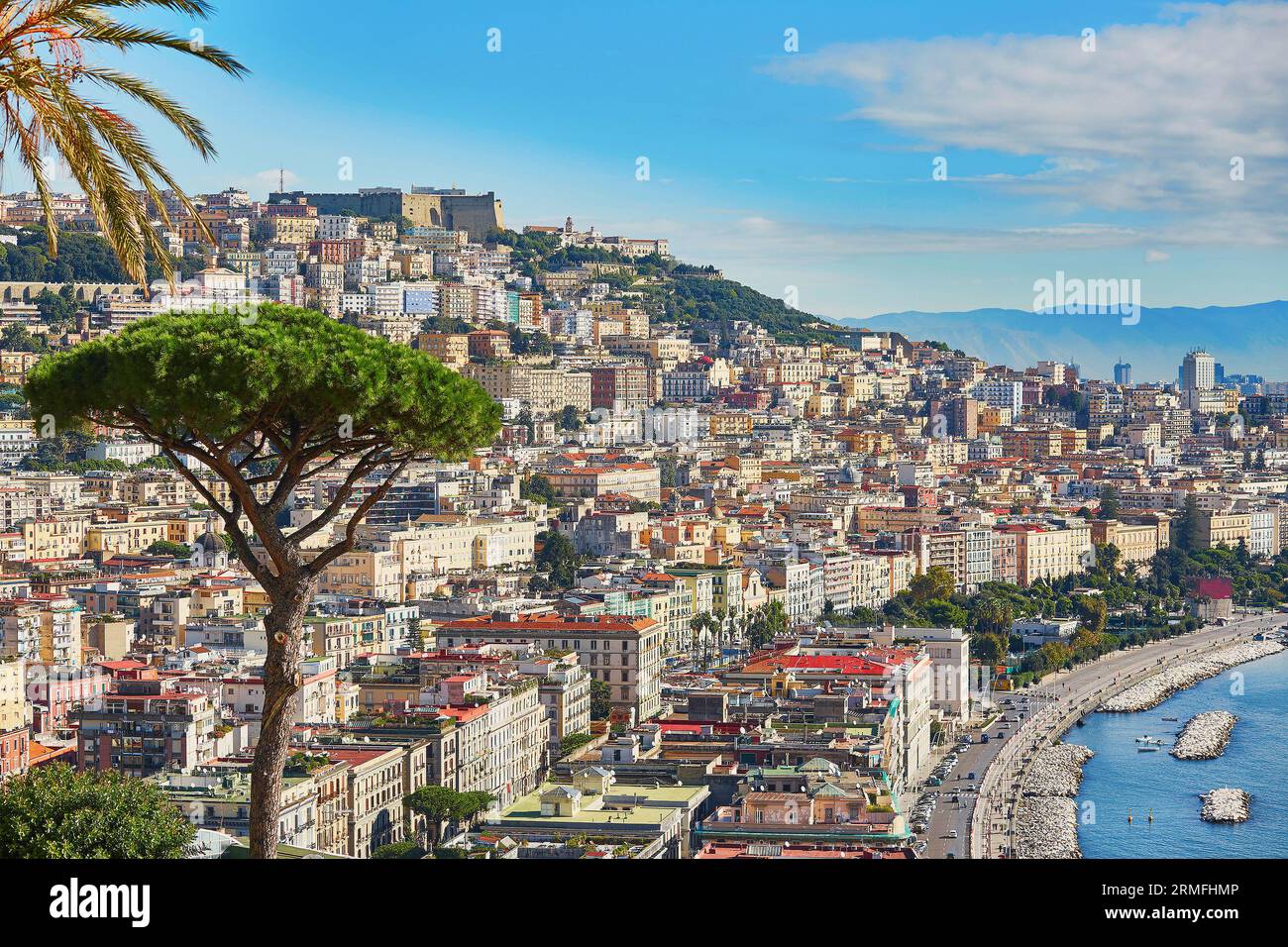 Aerial scenic panoramic view of Naples, Campania, Southern Italy Stock ...
