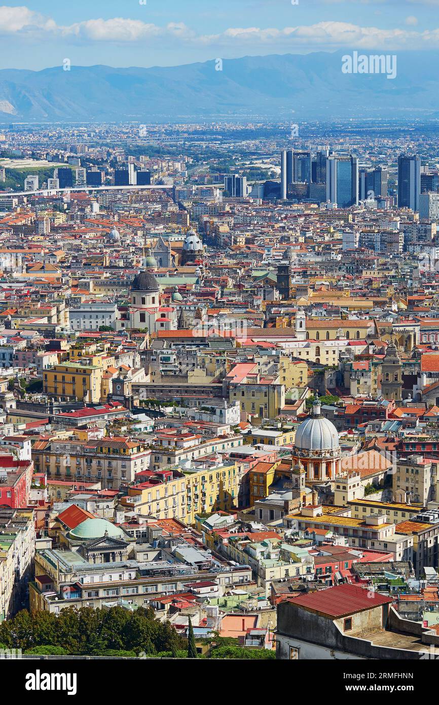 Aerial scenic panoramic view of Naples, Campania, Southern Italy Stock ...