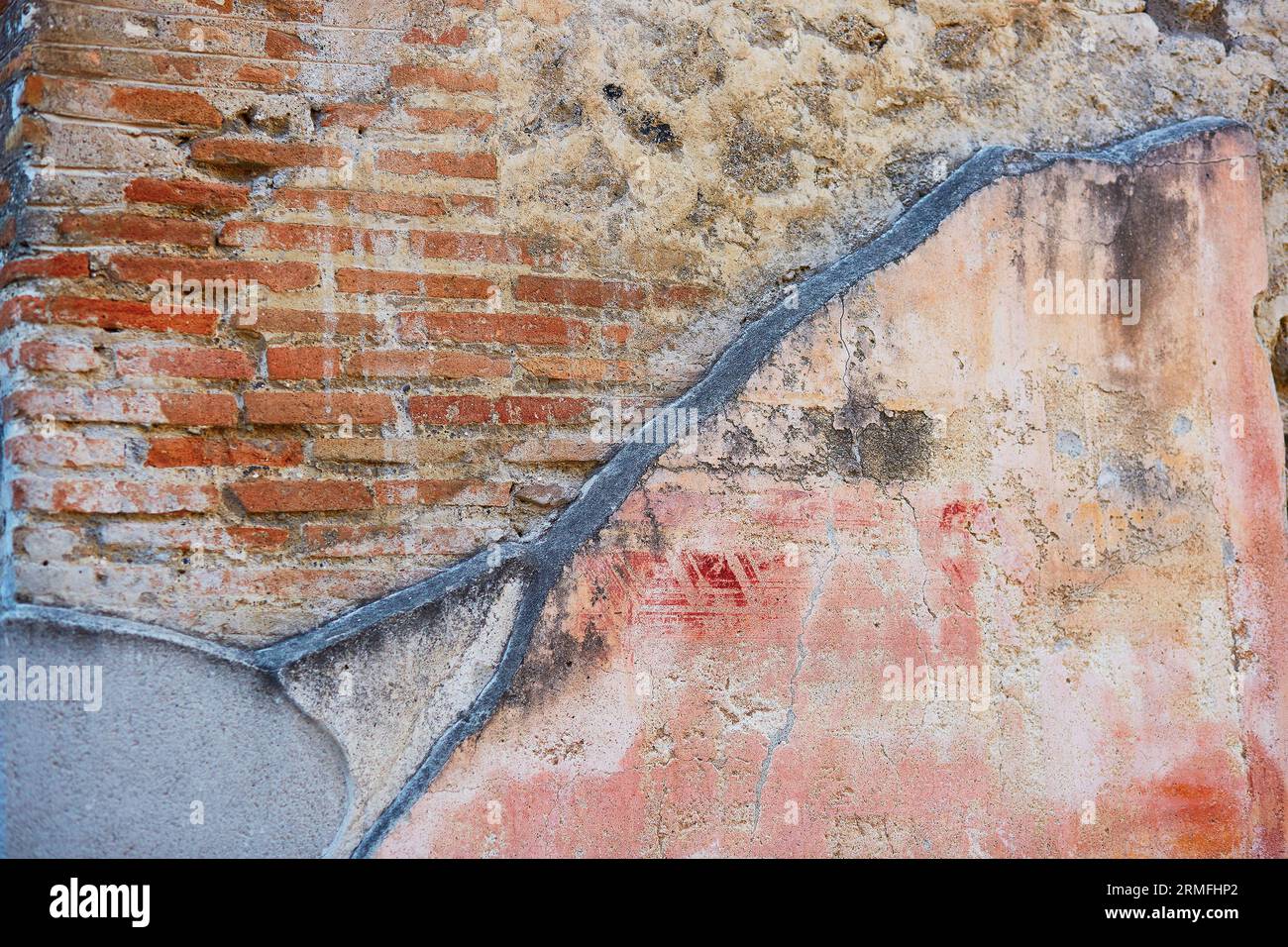 Ancient color wall paintings (frescos) in Pompeii, Roman town near ...