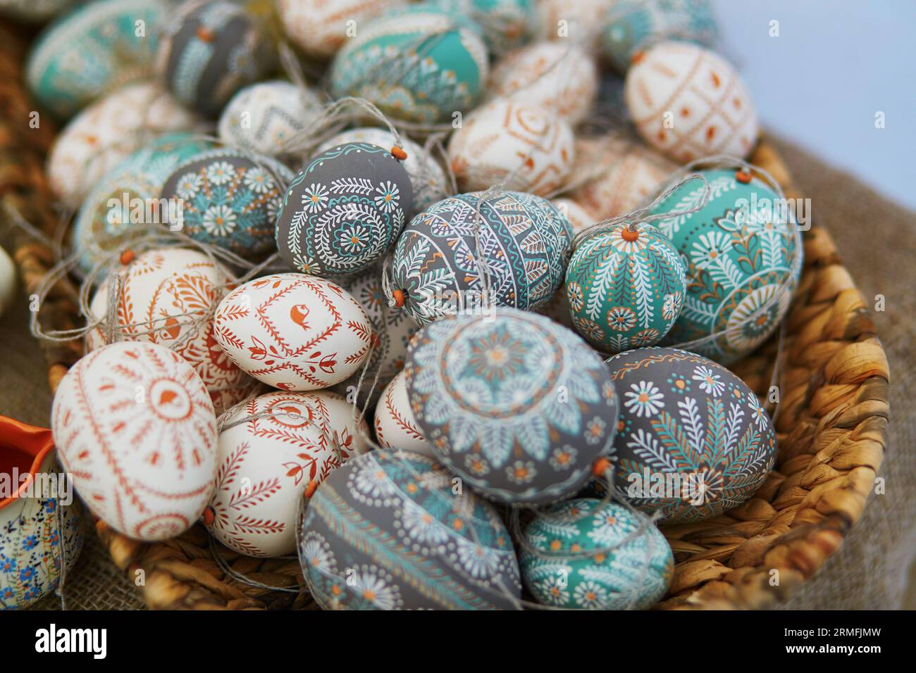 Colorful Easter eggs sold on Easter fair in Vilnius, Lithuania ...