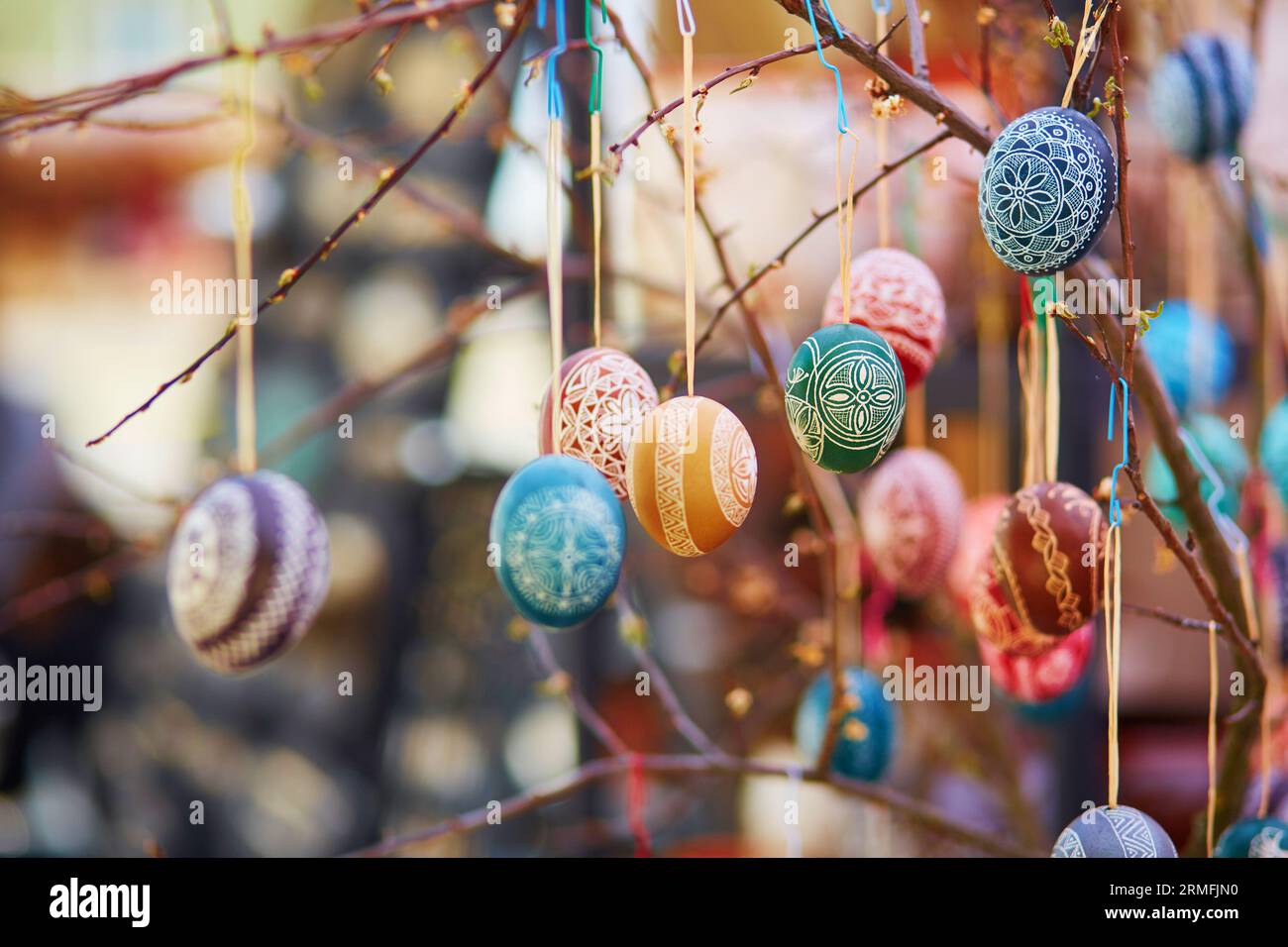 Colorful Easter eggs sold on Easter fair in Vilnius, Lithuania ...