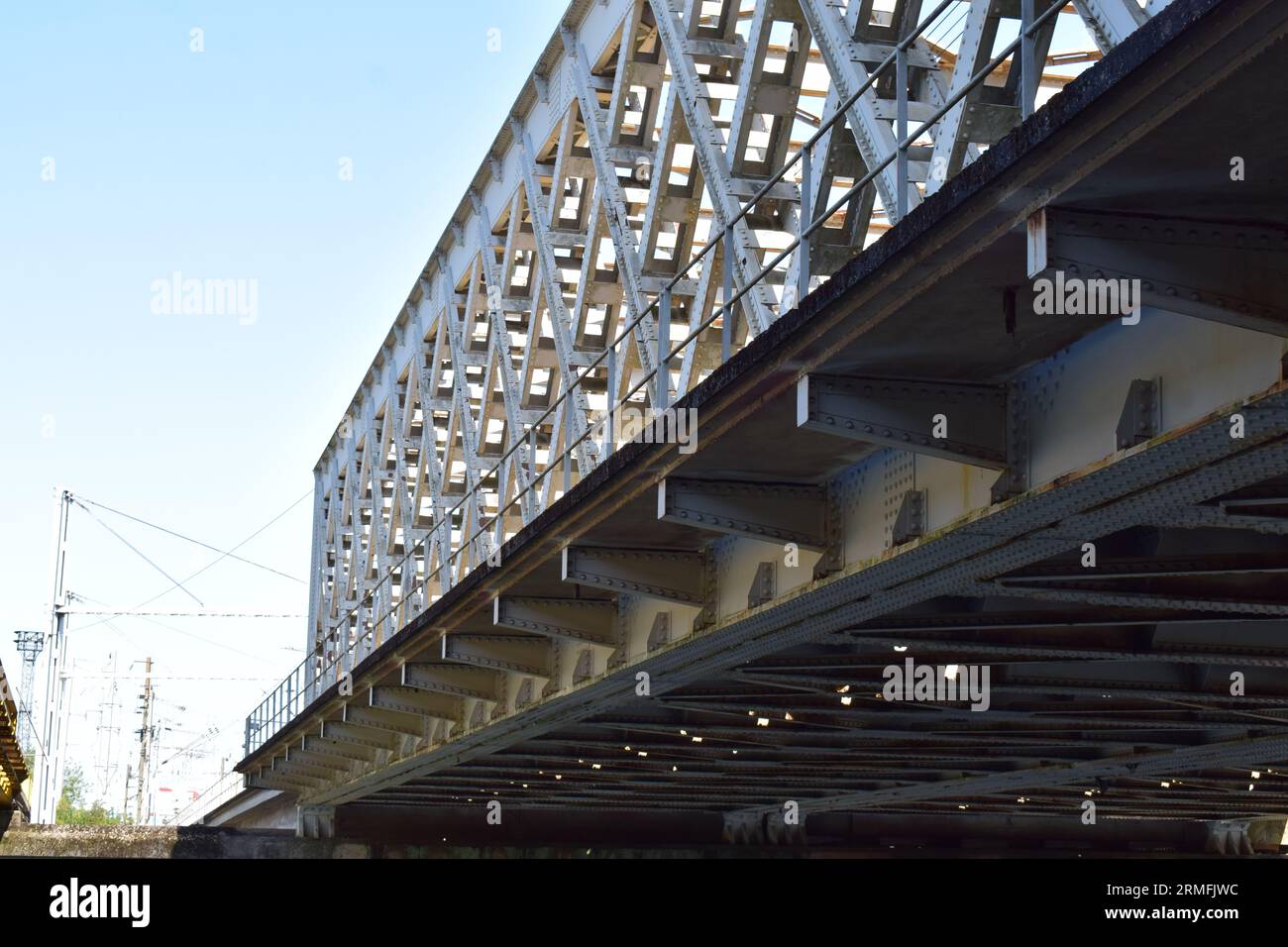 railroad bridge with a highway bridge above Stock Photo - Alamy