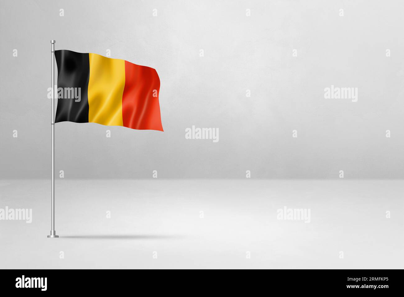 Belgium flag, 3D illustration, isolated on white concrete wall Stock ...