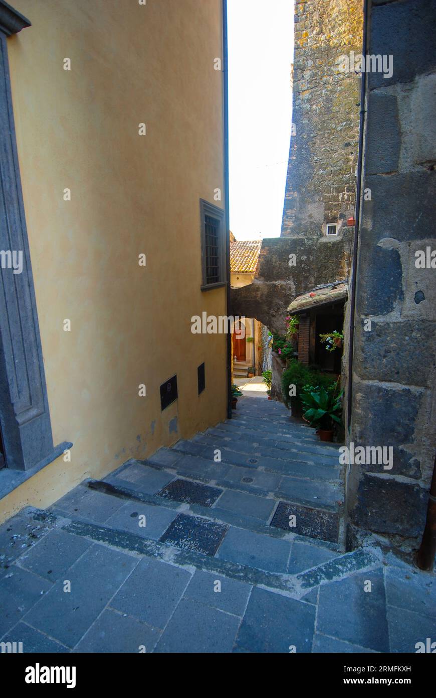 Streets in the ancient village of Marta, on the shore of the Bolsena ...