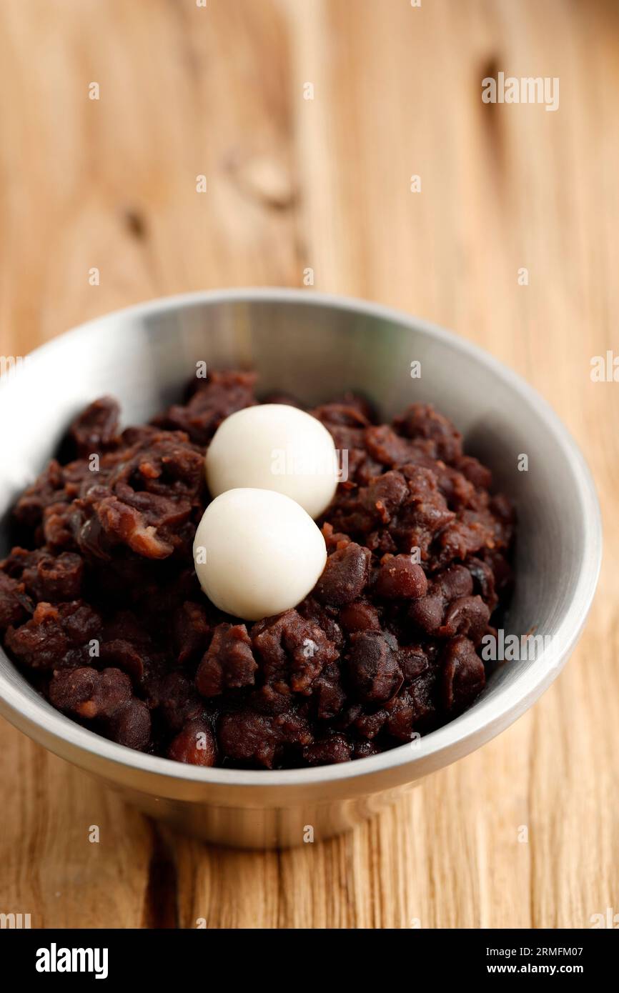 Patjuk, Korean Red Bean Porridge with Mochi Rice Cake Topping. On ...