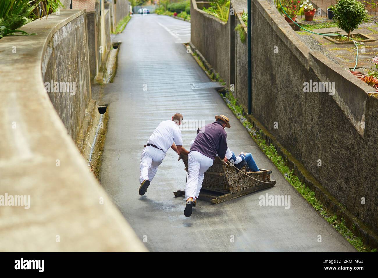 Famous fun tourist activity in Funchal, Madeira island, Portugal ...