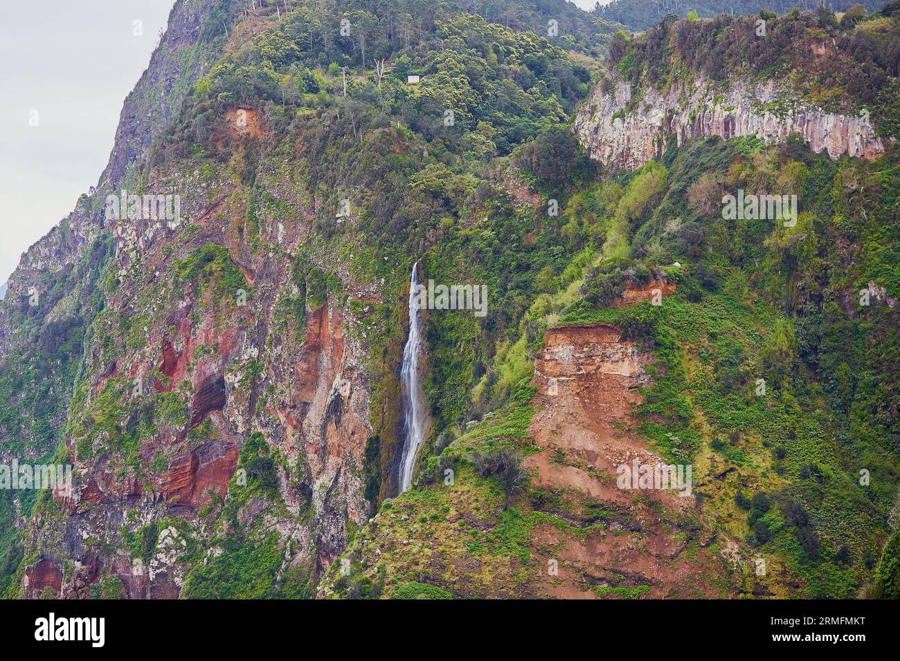 Beautiful waterfall in northern part of Madeira island, Portugal Stock ...