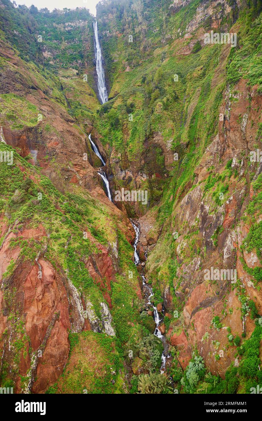 Beautiful waterfall in northern part of Madeira island, Portugal Stock ...
