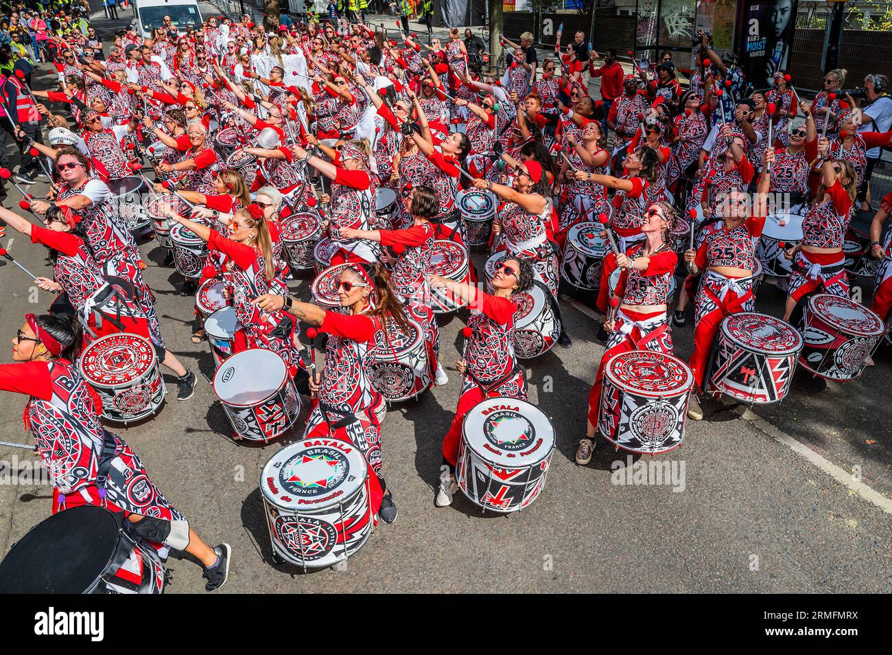 London, UK. 28th Aug, 2023. The Batala Brazil drum band celebrate their ...
