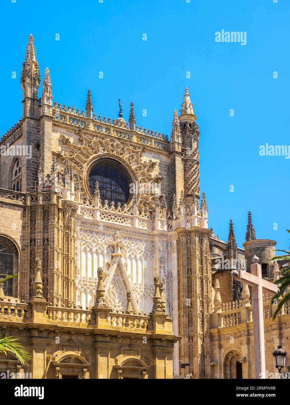 Rose window on the south side of the Seville Cathedral. Seville ...