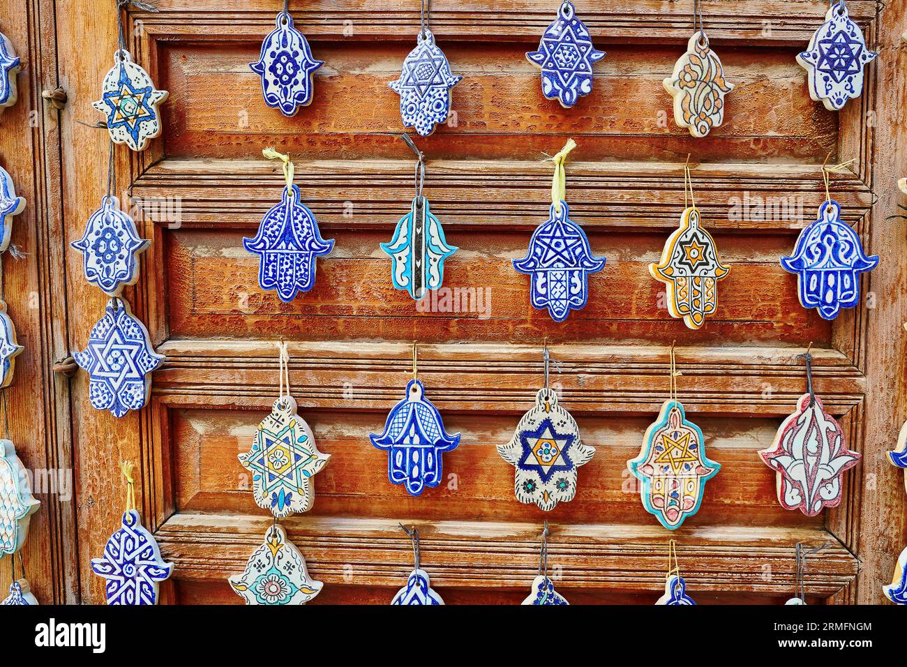 Selection of traditional Moroccan amulets, khamsa, providing defense ...
